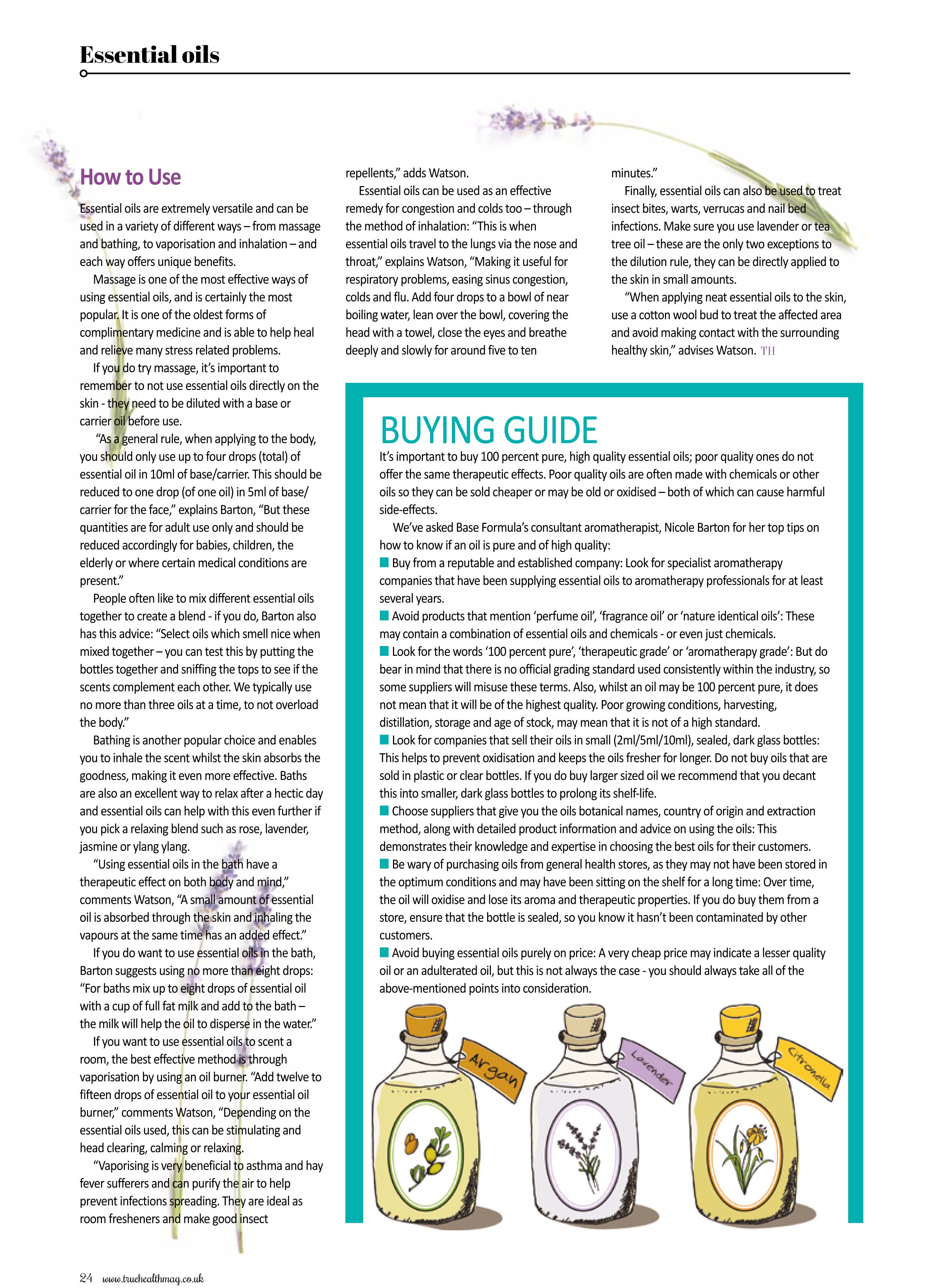 True Health - Essential Oils - Aug/Sept 2017